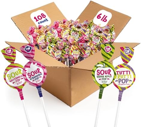 Amazon.com : Fruit Lollipops - 6 Pound Bulk Box (About 108 Count ...