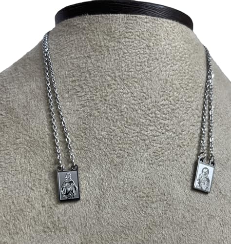 Gargantilla Collar Escapulario Virgen del Carmen y Sagrado Corazón en ...