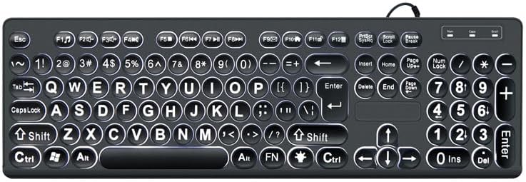 Backlit Large Print Keyboard, Light Up Keyboard for Elderly or Visually ...