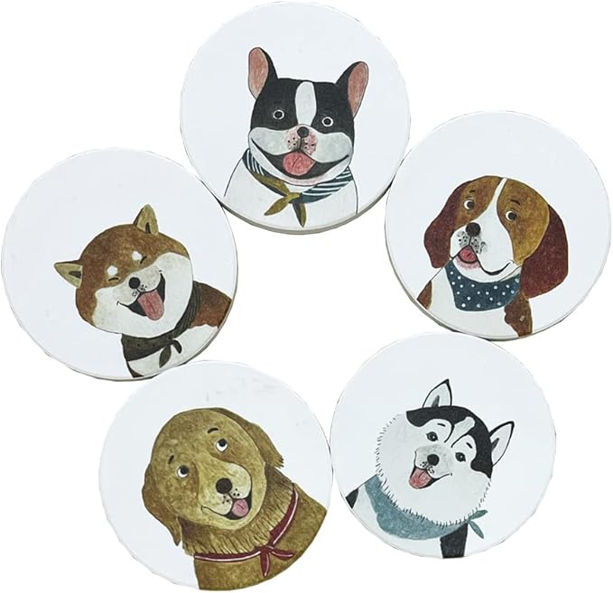 Amazon.com: DYNAIZER Cute Coasters for Desk Dog Themed Absorbent ...