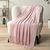 Amazon.com: PAVILIA Light Pink Knit Throw Blanket for Couch Bed, Soft ...