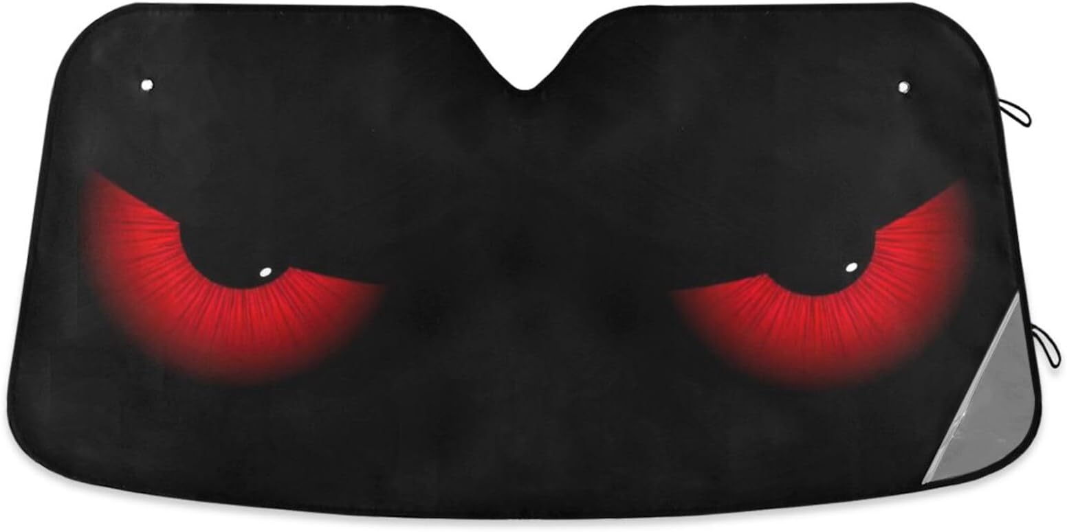 Amazon.com: Car Windshield Sunshade Red Eyes Foldable Sun Shield Blocks ...