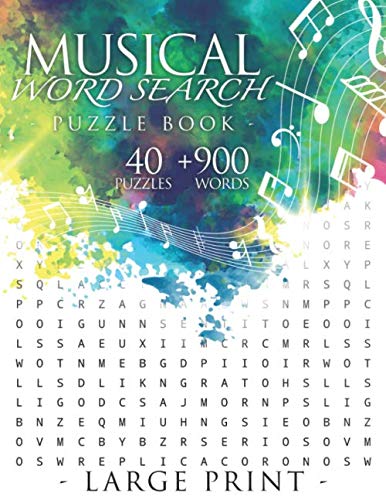 Musical Word Search Puzzle book: 40 Large Print puzzles +900 vocabulary ...