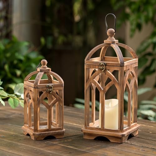 Amazon.com: Staymoment Extra Large Wooden Lanterns Decorative Set of 2 ...