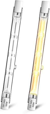 Klarlight 500W R7s Halogen Linear Light Bulb 118mm, T3 J118 Double ...