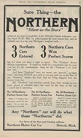 Amazon.com: 1908 Northern Silent Detroit MI Automobile Magazine Ad ...