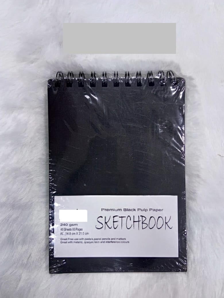 Kreative Kraft Black Sketchbook, Black Paper Book, Size A5, 240GSM (40 ...