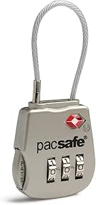Amazon.com | Pacsafe Prosafe 800 TSA Accepted 3-Dial Cable Lock, Silver ...