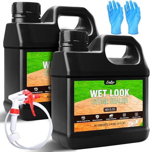Wet Look Stone Sealer – 64oz High Gloss Paver Sealer Stone Colour ...