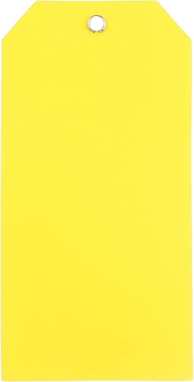 100 Pack - Yellow Plastic Tags - 4.75" x 2.375" - Tear-Proof and ...