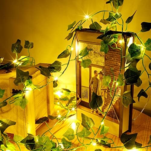 MAGIIN 6.5FT Artificial Plants with 20 LED Fairy Lights, Fake Ivy ...