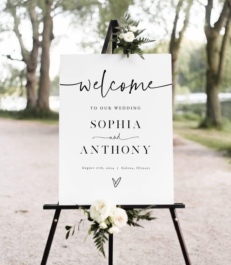 Amazon.com: FIVEMIN Wedding Welcome Sign, Decorative Signage, 12.0 ...