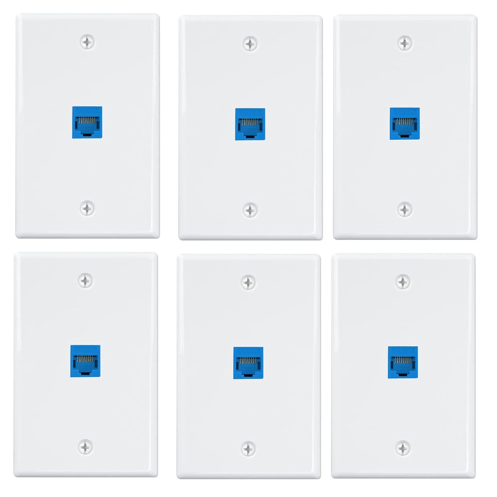 Snapklik.com : Ethernet Wall Plate Outlet 6-Pack, Cat6 Ethernet Wall ...