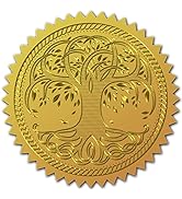 CRASPIRE 100pcs Embossed Gold Foil Certificate Seals Self Adhesive ...