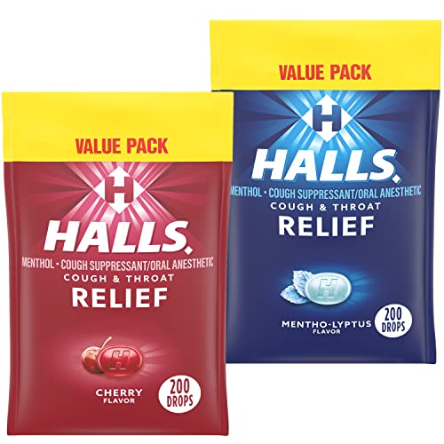 HALLS Relief Variety Pack, Cherry and Mentho-Lyptus Cough Drops, 2 ...