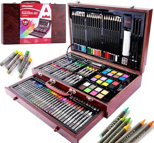 Amazon.co.jp: PHOENIX 140-Piece Deluxe Art Set with Wooden Storage Case ...
