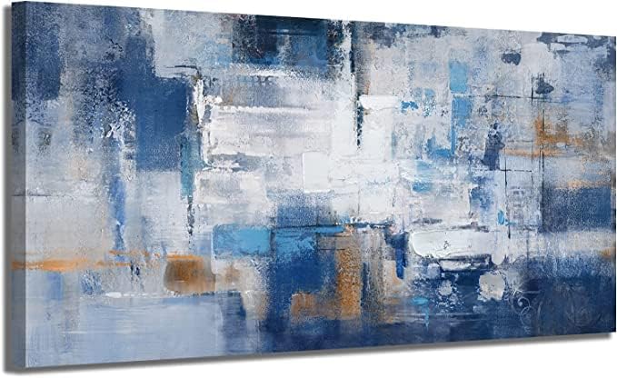 Amazon.com: KLAKLA Large Wall Art - Blue and White Picture Artwork ...