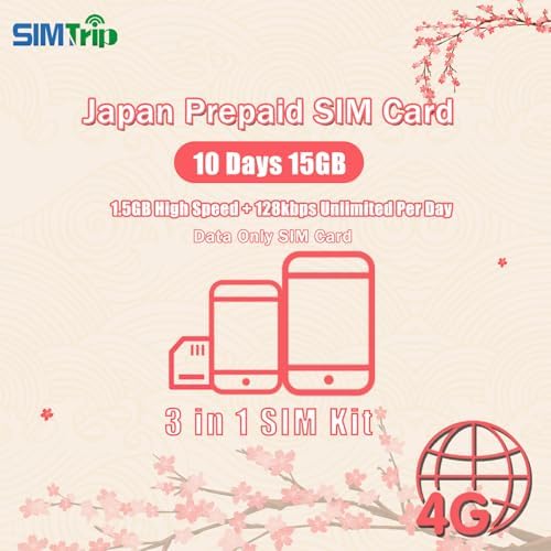 Amazon.com: SIMTrip Japan Prepaid SIM Card - Data ONLY SIM Card 15GB | 10 Days in 4G/LTE - 1.5GB ...