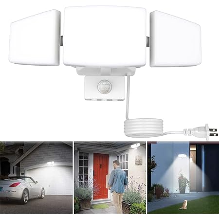 DLLT 35W Plug in Motion Sensor Light Outdoor, LED Motion Security ...