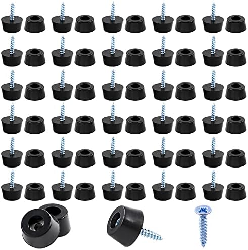 48PCS 4 Size Anti Scratch Screw-on Round Black Rubber Feet Bumpers Pads ...