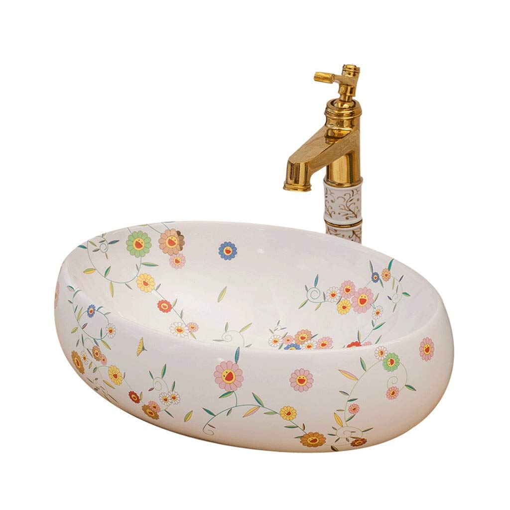 Buy -Standing Light Art above counter basin,oval ceramic washbasin ...