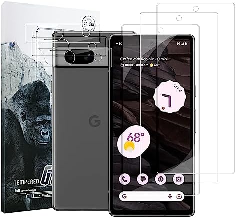 [3+3 Pack] Glass Screen Protector for Google Pixel 7a, 9H Tempered ...