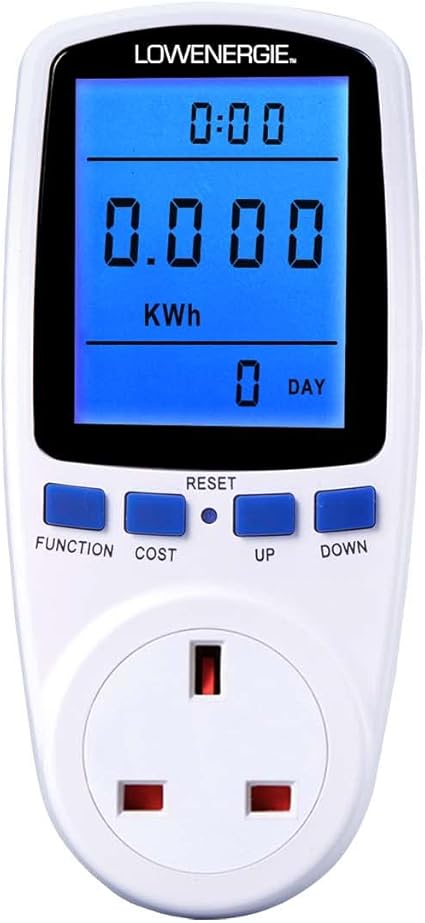LOWENERGIE UK Plug-in Power Meter Energy Monitor AC 240V 13A Max with ...