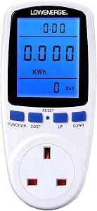 LOWENERGIE UK Plug-in Power Meter Energy Monitor AC 240V 13A Max with ...