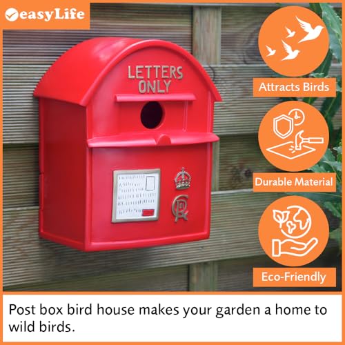 Easylife Post Box Bird House, Garden Nesting Box for Small Birds ...