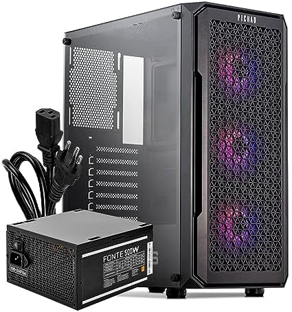 Kit Gabinete Gamer Pichau Apus RGB + Fonte 500W + Cabo de Força ...