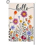 Amazon.com : Hello Spring Floral Garden Flag 12x18 Vertical Double ...