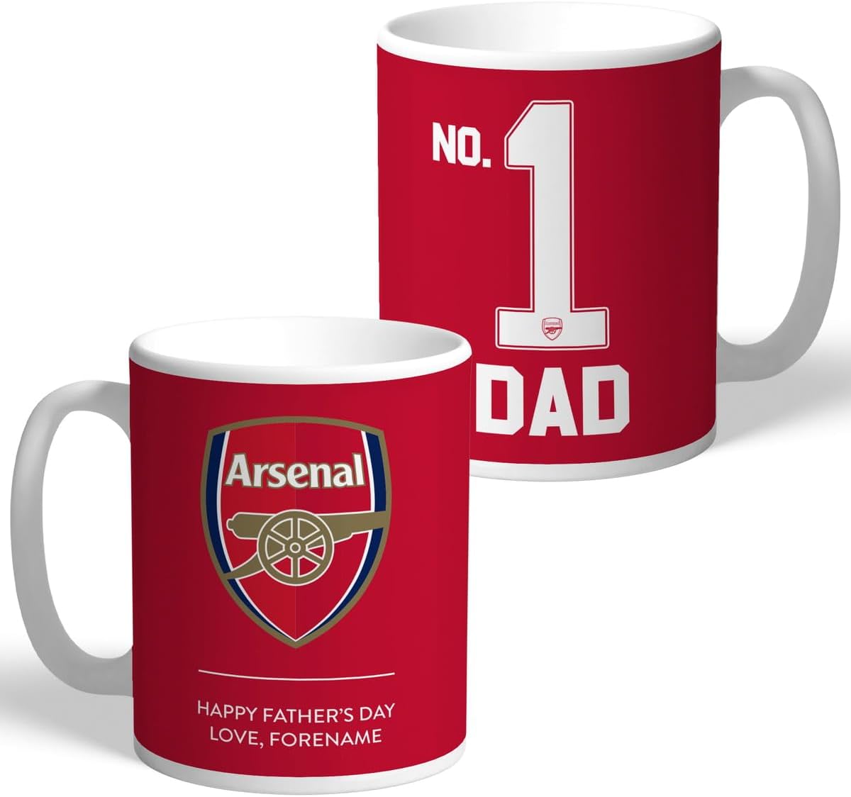 Personalised No.1 Dad Fathers Day Mug for Arsenal FC Fans, 11oz Ceramic ...