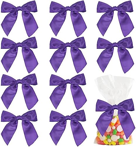 Amazon.com: Purple Pre-Tied Organza Bows with Twist Ties. Pack of 12 ...