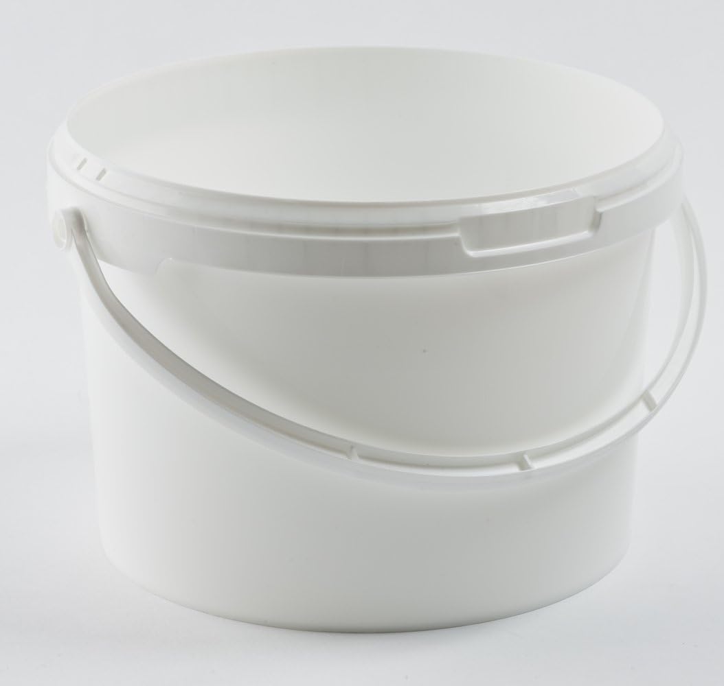5x 3L Ltr Litre Buckets White with Lids Plastic with Handle for Storage ...