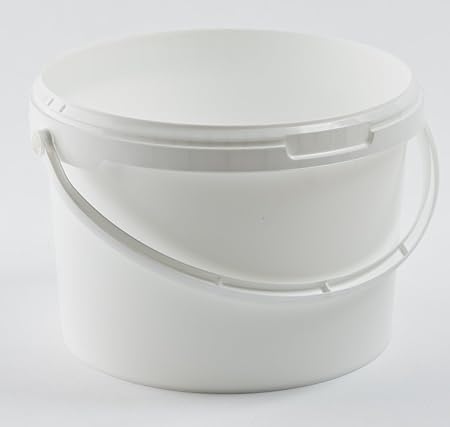5x 3L Ltr Litre Buckets White with Lids Plastic with Handle for Storage ...