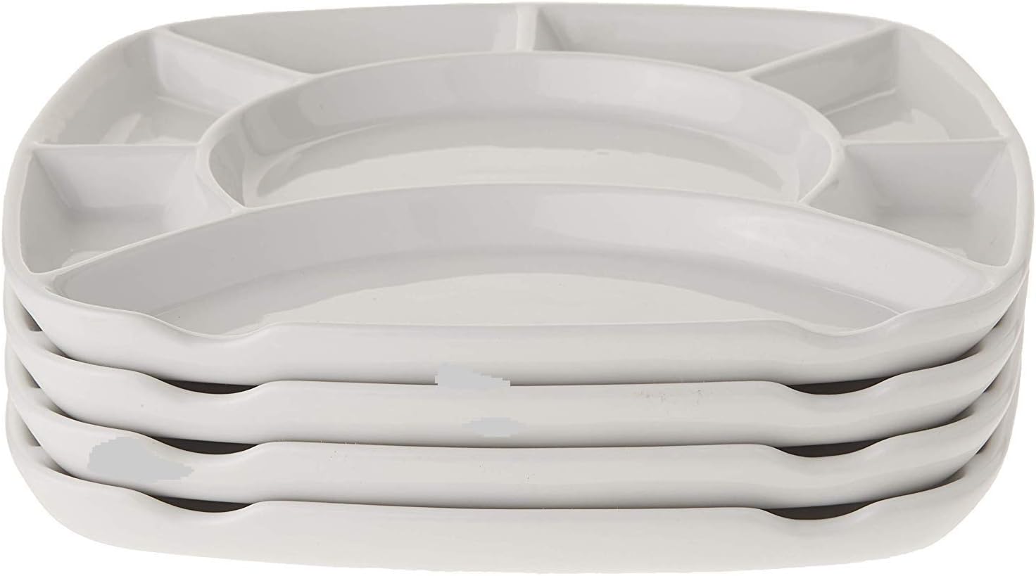Amazon.com: Juvale 4 Pack White Ceramic Divided Plates with Sauce ...