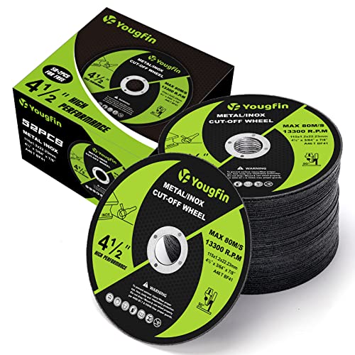 Yougfin Cutting Wheels 52 Pack, 4 1/2 Cut Off Wheel for Angle Grinder ...