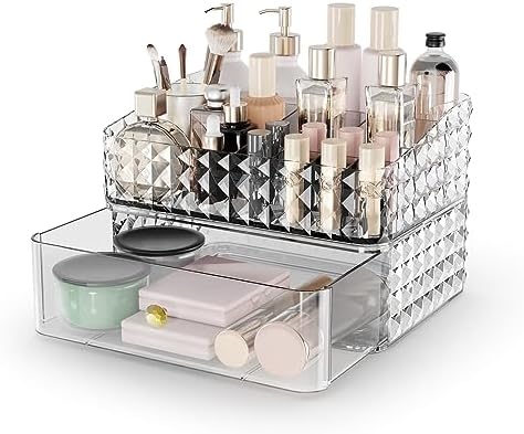 Amazon.com: Rosoenvi Makeup Organizer for Vanity, Stackable Cosmetics ...