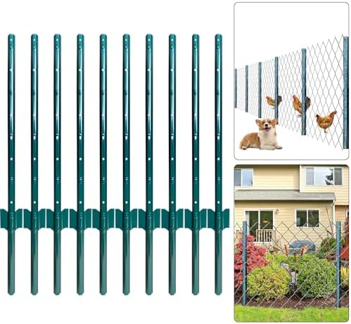 Amazon.com: Thealyn Fence Posts 3 Feet,Pack of 10,Metal Fence Poles U ...