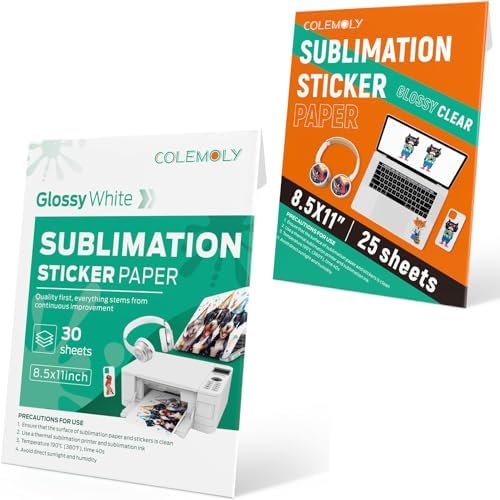 Amazon.com : Glossy Sublimation Sticker Paper 30 Sheets and 100% Clear ...