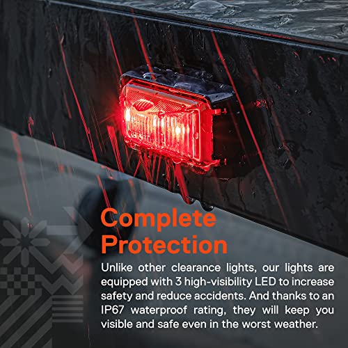 Lot de 8 feux de position LED rouges de 6,3 cm et 6,3 cm avec lunette ...