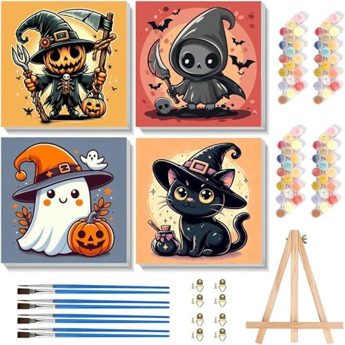 Amazon.com: ajepon 4 Pack Paint by Numbers Kit for Kids with Frame ...