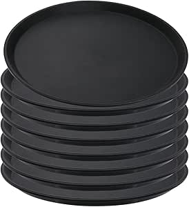 Amazon.com: 8 Pcs 14 Inch Black Round Restaurant Serving Tray - Plastic ...