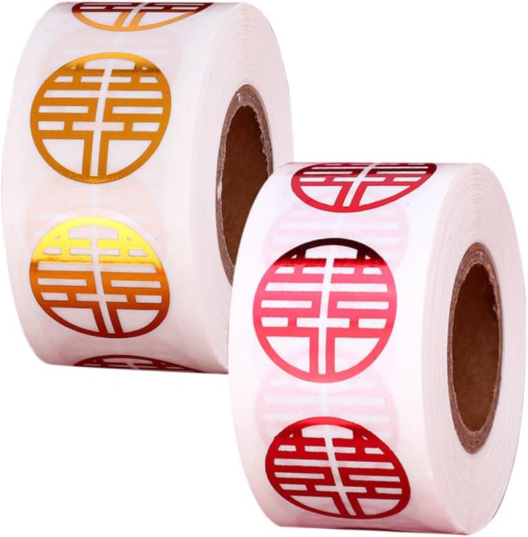 Amazon.com: MERRYHAPY 2 Rolls Self-adhesive Double Happiness Stickers ...