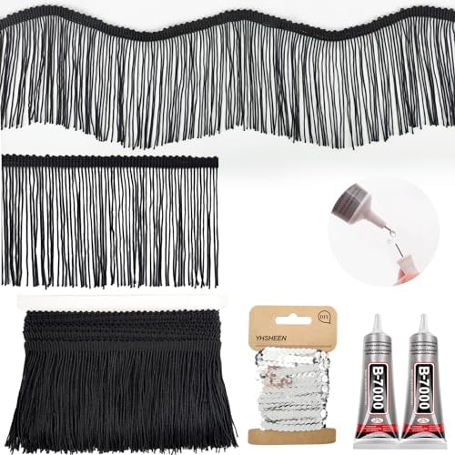 Amazon.com: Yhsheen Black Fringe, 5 Yards X 4 Inch Fringe Trim with ...