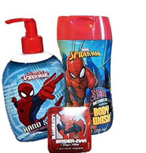 Amazon.com : Spiderman Handsoap, Body Wash, Magic Towel Bath Bundle- 3 ...