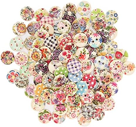 Amazon.com: 200 Pcs Mixed Wooden Buttons,Wood Buttons,Vintage Flower ...