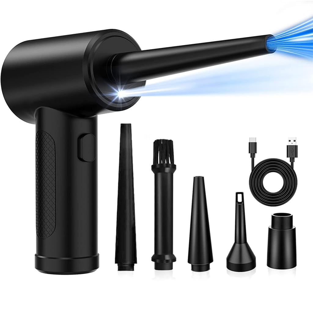 Compressed Air Duster, 51000RPM Handheld Air Duster 5 Nozzles Portable ...