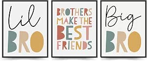 Amazon.com: ETVISO Nursery Big Bro Lil Bro Wall Art Set of 3, Kids Room ...
