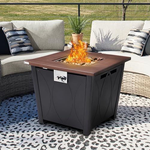 Amazon.com: Naga Bahna 28 Inch Square Propane Fire Pit Table, 50,000 ...
